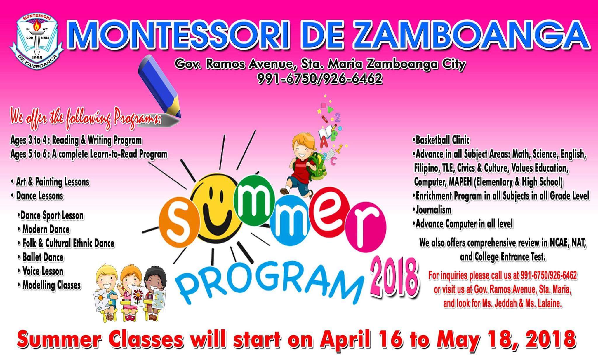 Summer Program 2018 Montessori De Zamboanga Summer Program 2018 Montessori De Zamboanga